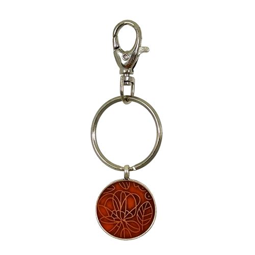 Enameled two-sided flower keychain/bag charm.